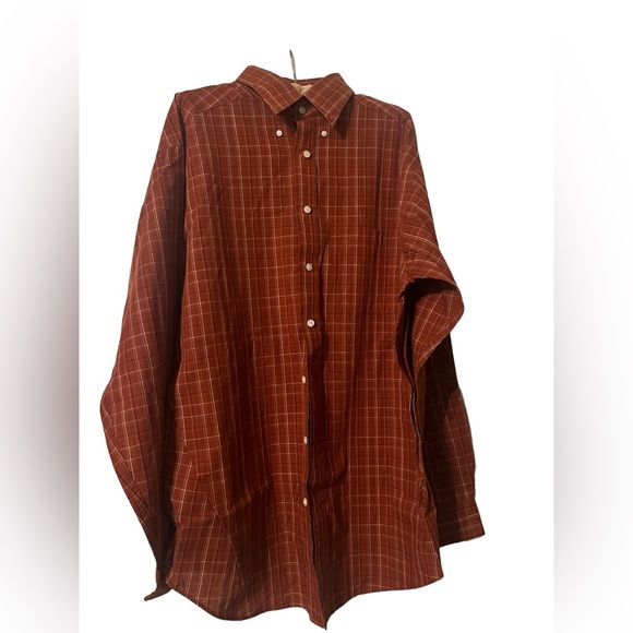 Shirts | Mens Orange Rust Button Down Long Sleeve Shirt Top | Poshmark